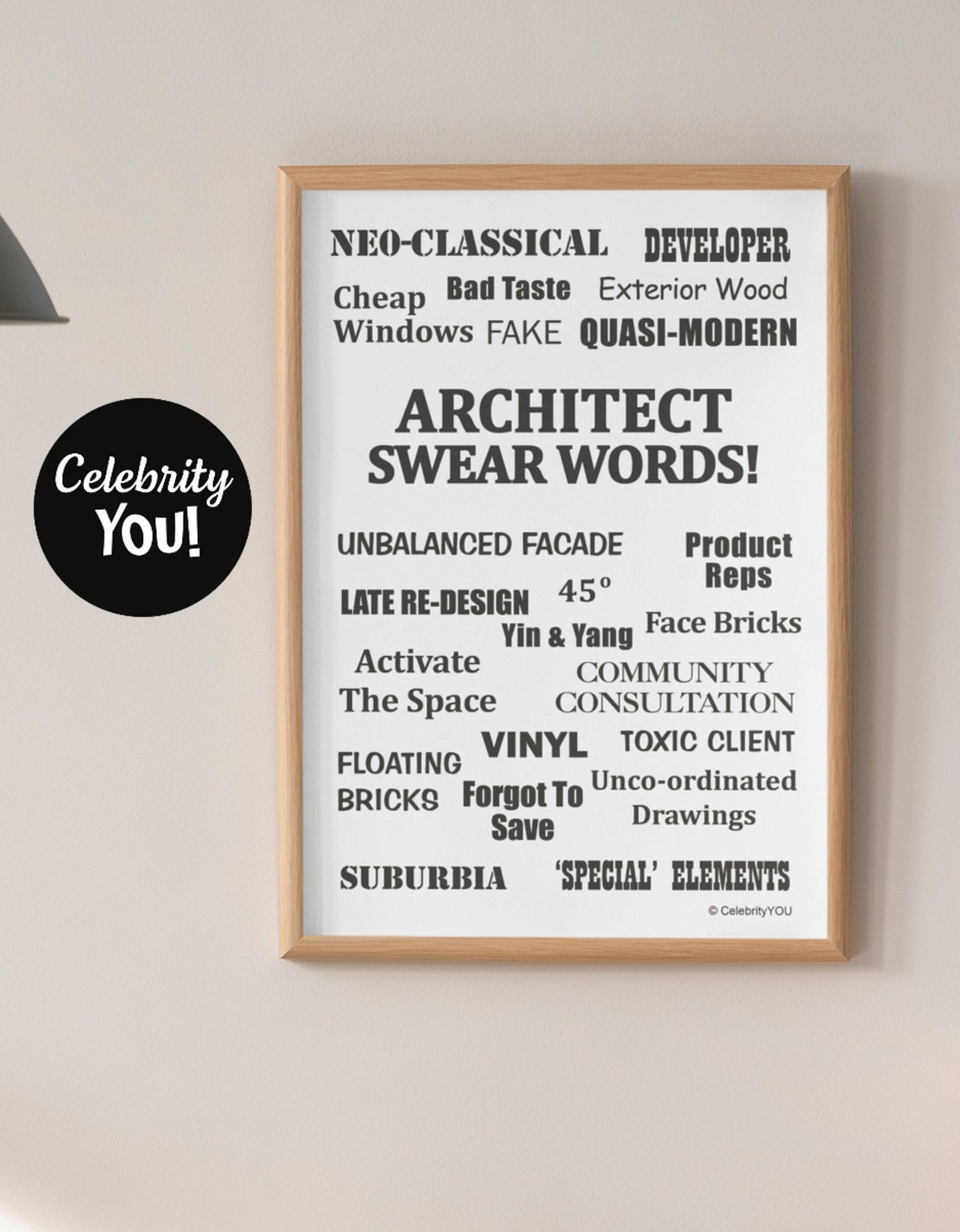 Architect Swear Words PRINTABLE Office Decor, Annoyingly Funny Gift ...