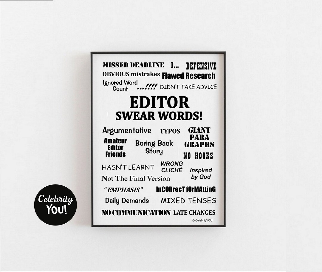 Buy Editor Swear Words PRINTABLE Home Office Decor, Copy Editor Gift ...