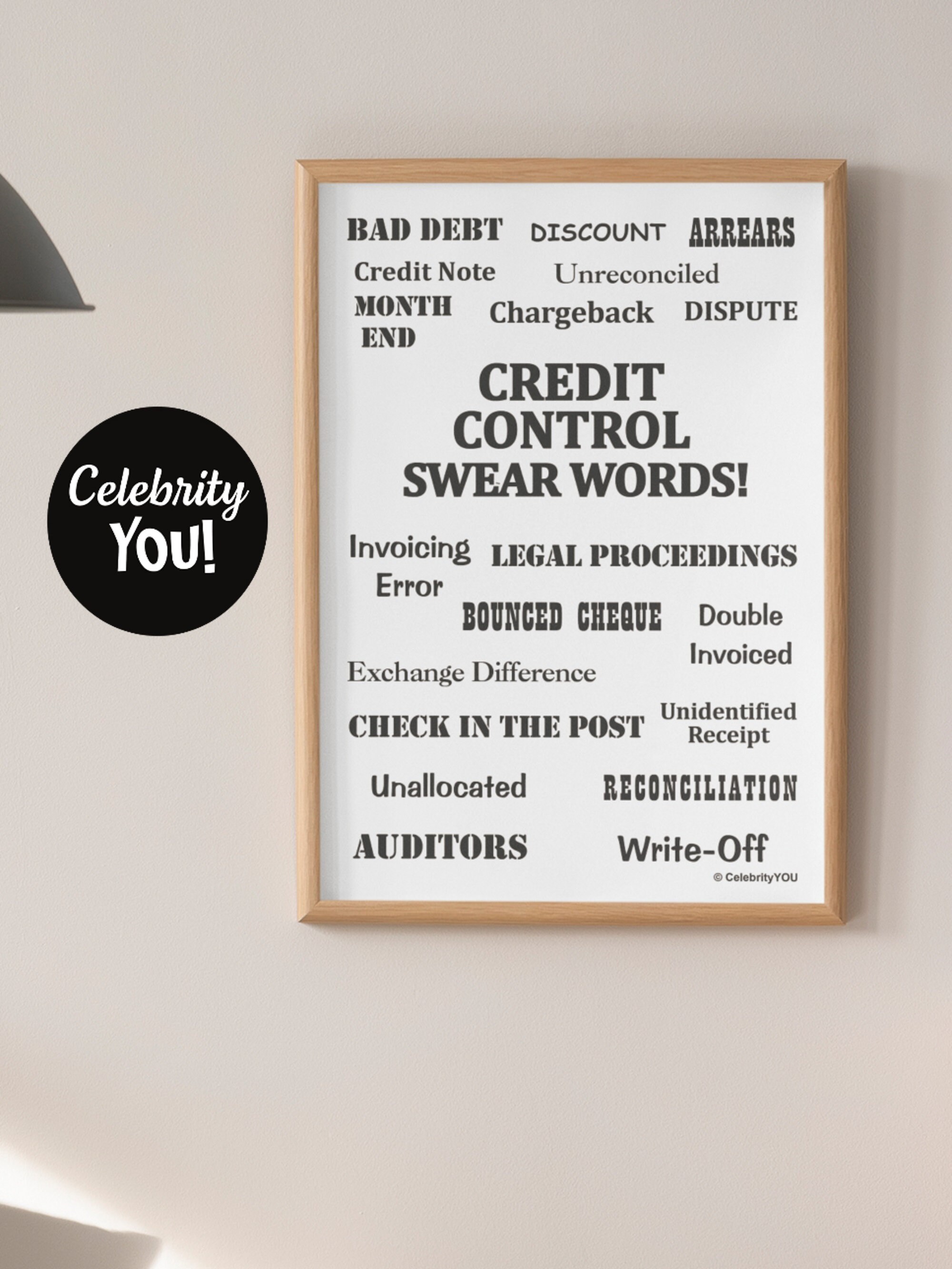 Credit Control Swear Words PRINTABLE Office Decor, Funny Credit ...