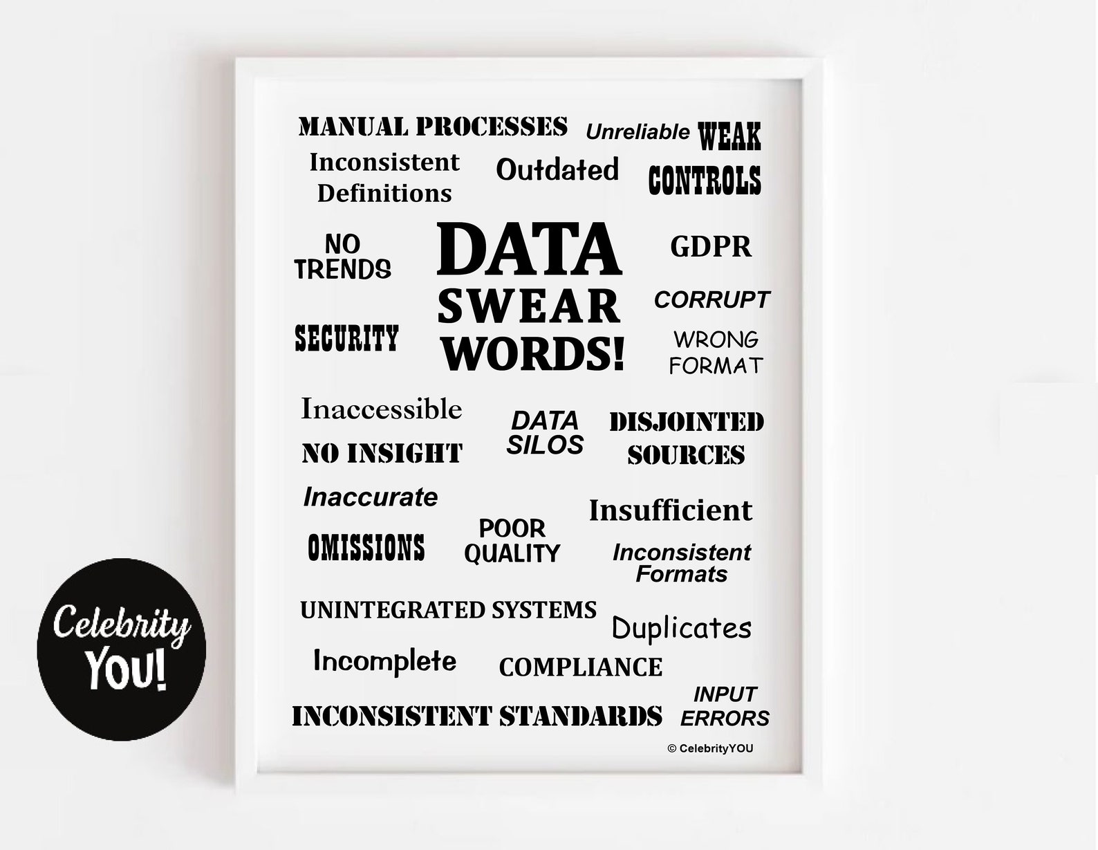 Data Swear Words PRINTABLE Office Decor, Funny Data Analyst Gift, Data ...