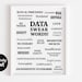 Data Swear Words PRINTABLE Office Decor, Funny Data Analyst Gift, Data ...