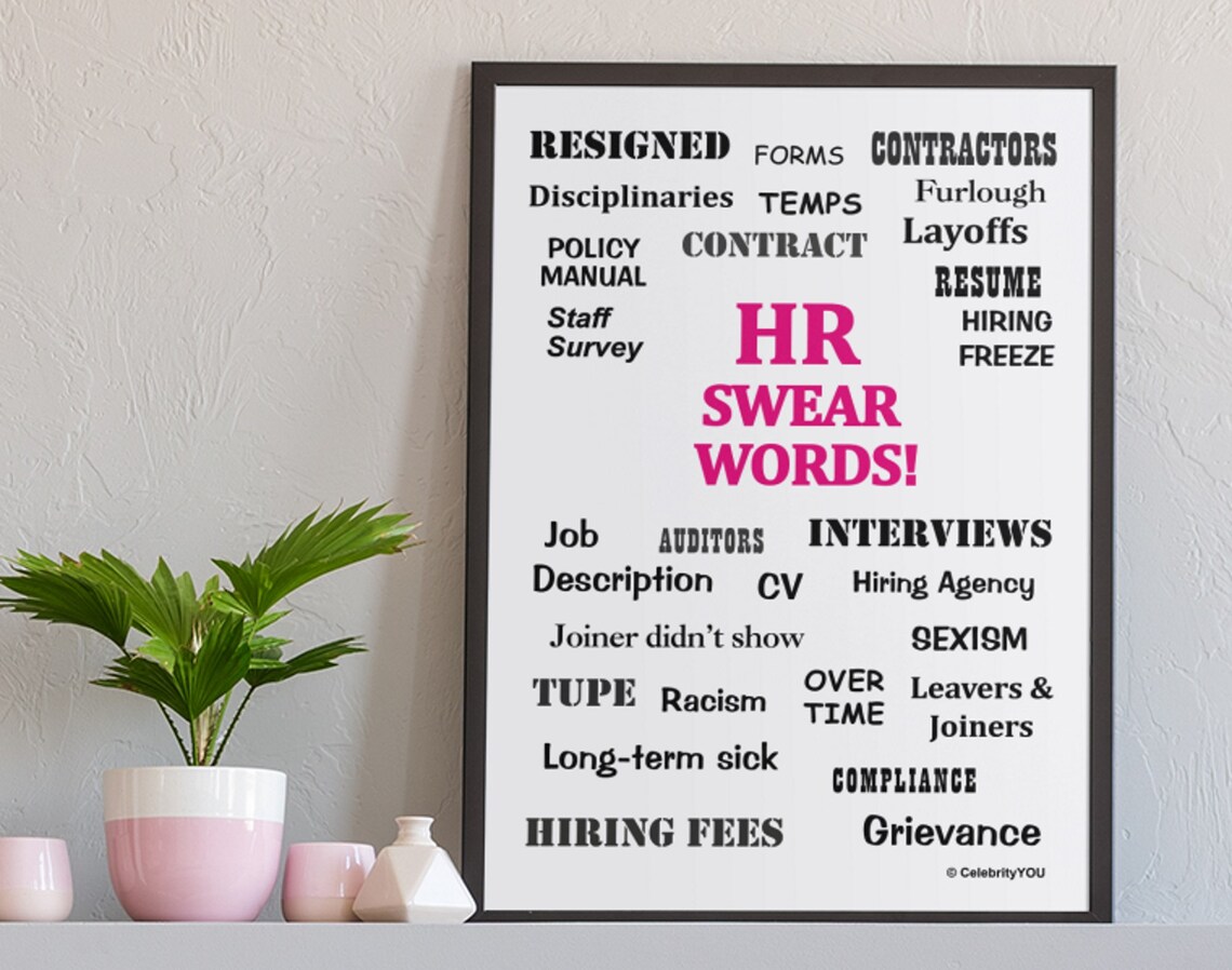 Human Resources Swear Words PRINTABLE Home Office Decor | Etsy
