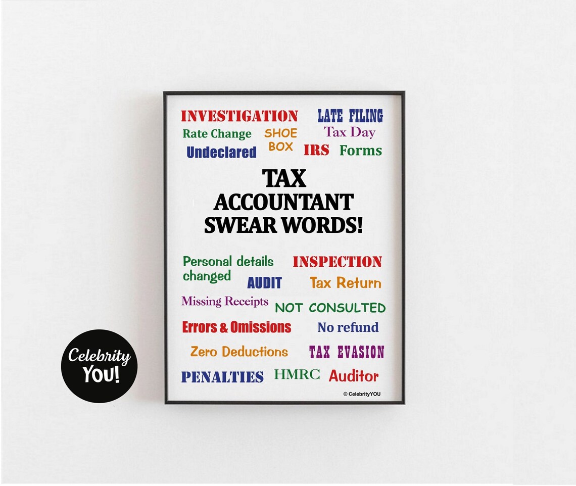 Tax Accountant Swear Words PRINTABLE Color Office Decor, Funny CPA Gift ...