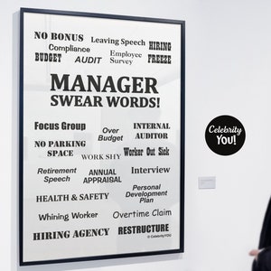 Manager Swear Words PRINTABLE Office Sign, Funny Manager Gift, Boss ...