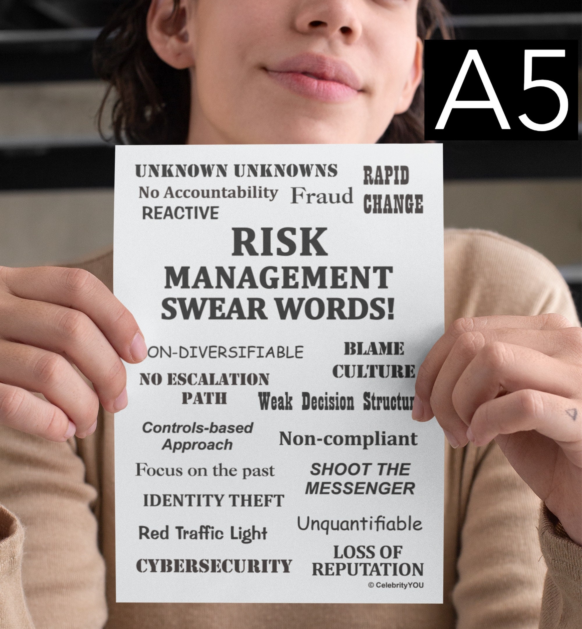 Risk Management Swear Words PRINT, Home Office Decor, Funny Risk ...