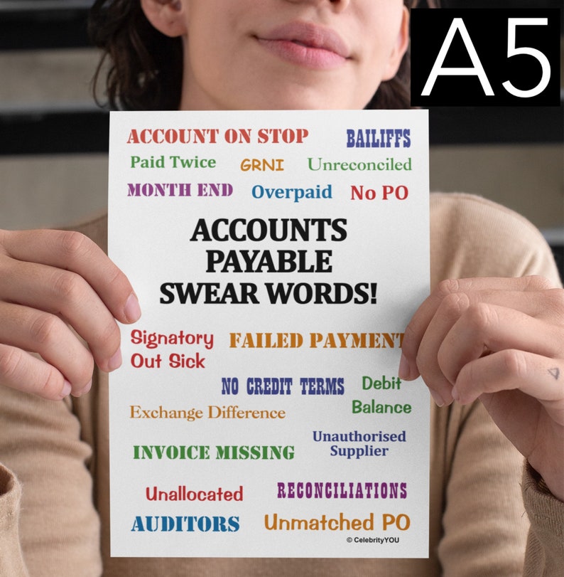 Accounts Payable Swear Words PRINT, Office Decor, Funny Present ...
