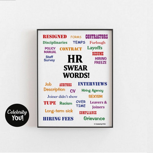 Human Resources Swear Words PRINTABLE Print Sign Funny Human - Etsy