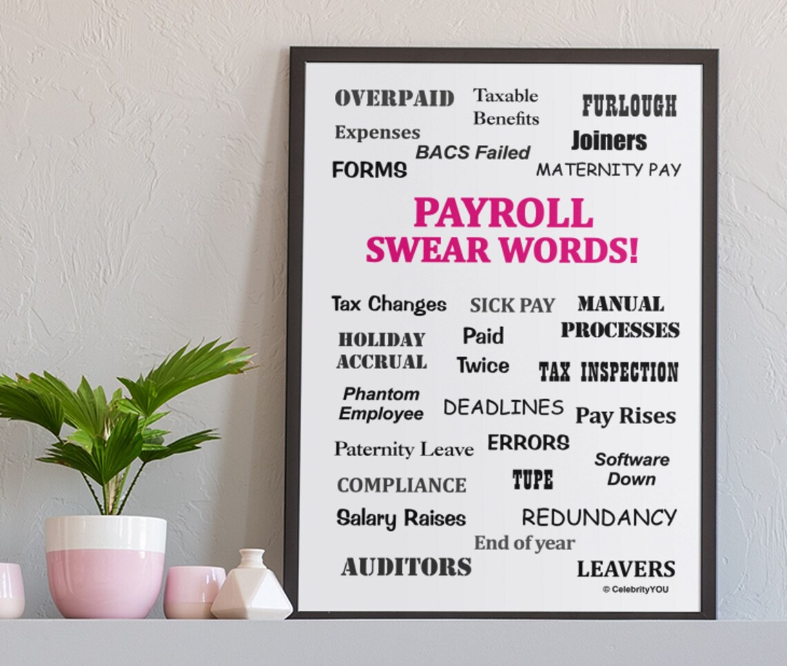 Payroll Swear Words PRINTABLE Fun Office Decor, Funny Woman Payroll ...