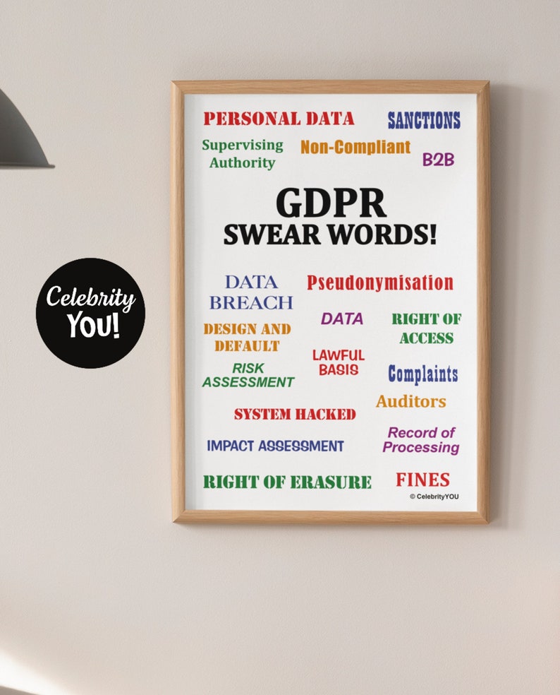 GDPR Swear Words PRINT Colour, Home Office Decor, Data Controller Gift ...