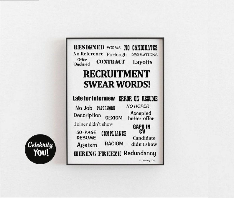 Recruitment Swear Words PRINT, Recruiter Office Decor Sign, Funny ...