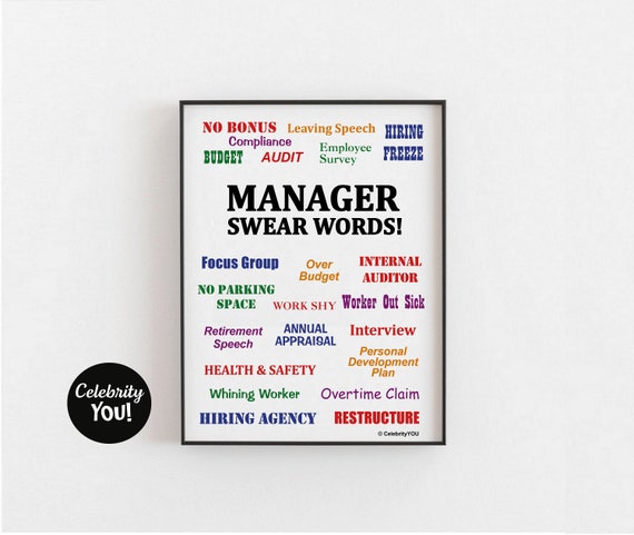 Manager Swear Words PRINT Colour Boss Office Decor Funny - Etsy