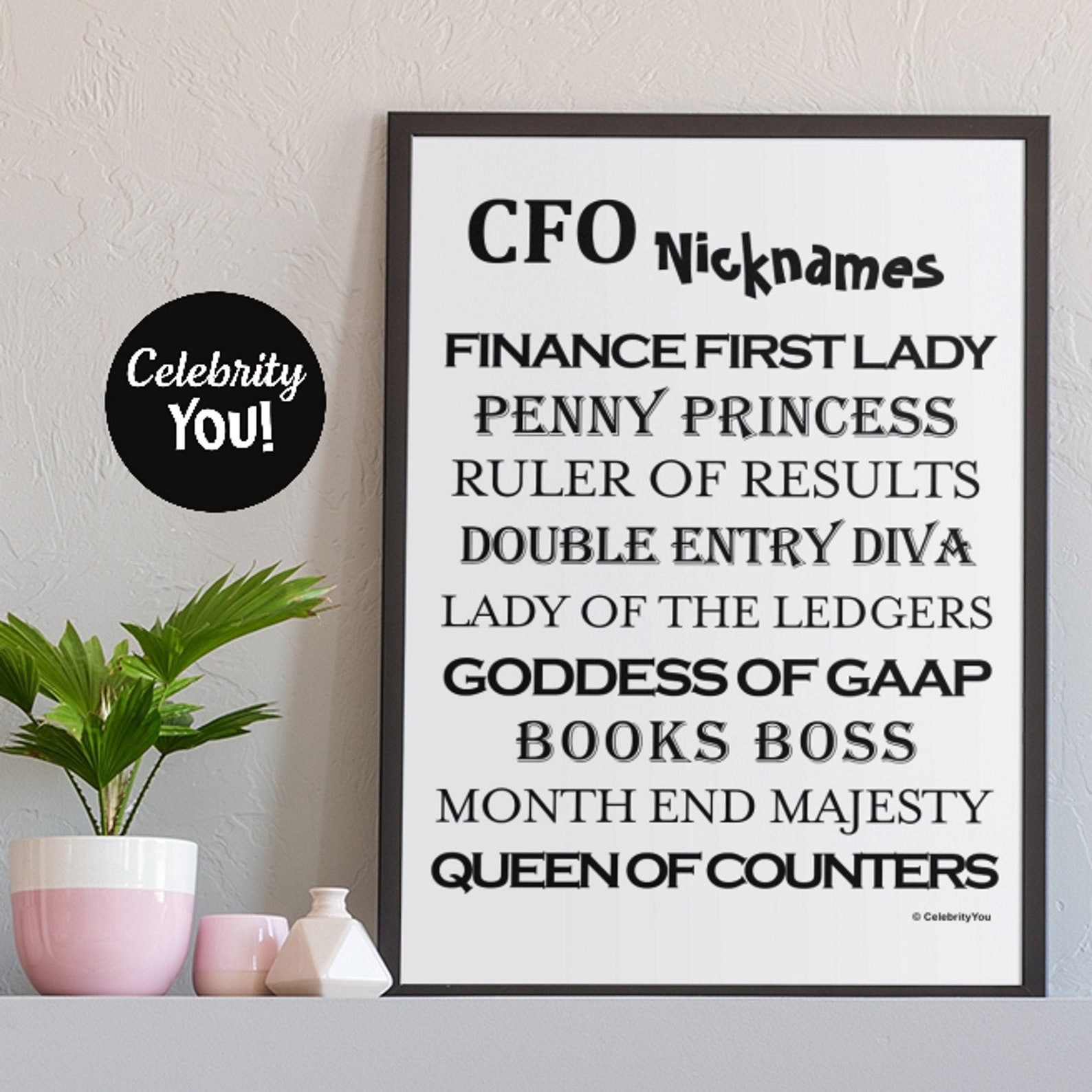 CFO Nicknames PRINTABLE Wall Art Funny Woman cfo Gift | Etsy
