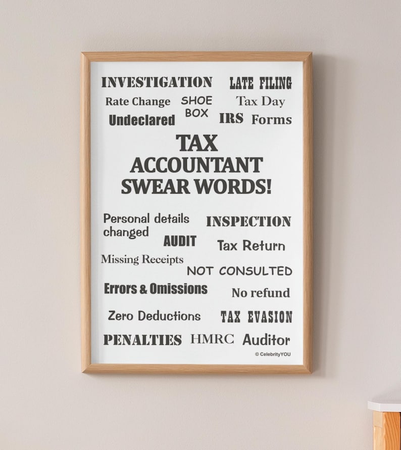 Tax Accountant Swear Words PRINTABLE Office Decor, Funny CPA Gift, Pet ...