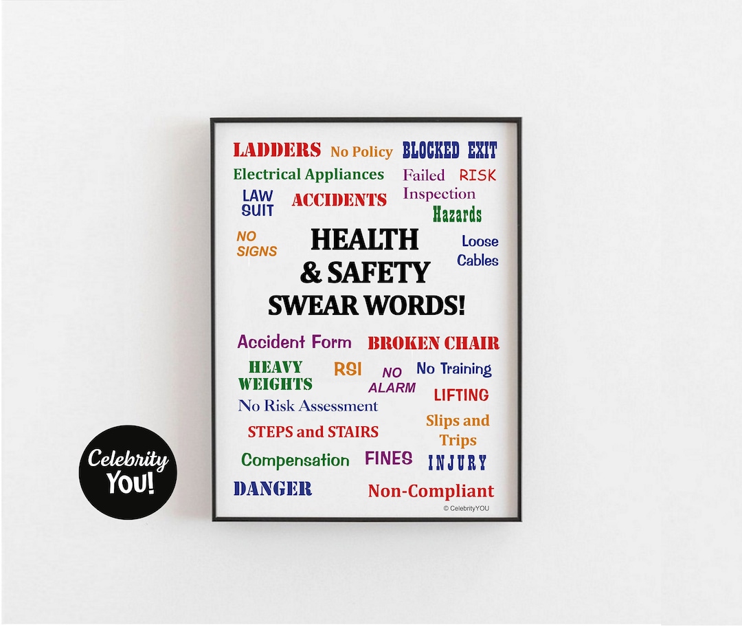 Health & Safety Swear Words Color PRINT, Safety Poster, Office Decor ...