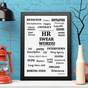 HR Swear Words PRINTABLE Human Resources Sign Poster Funny | Etsy