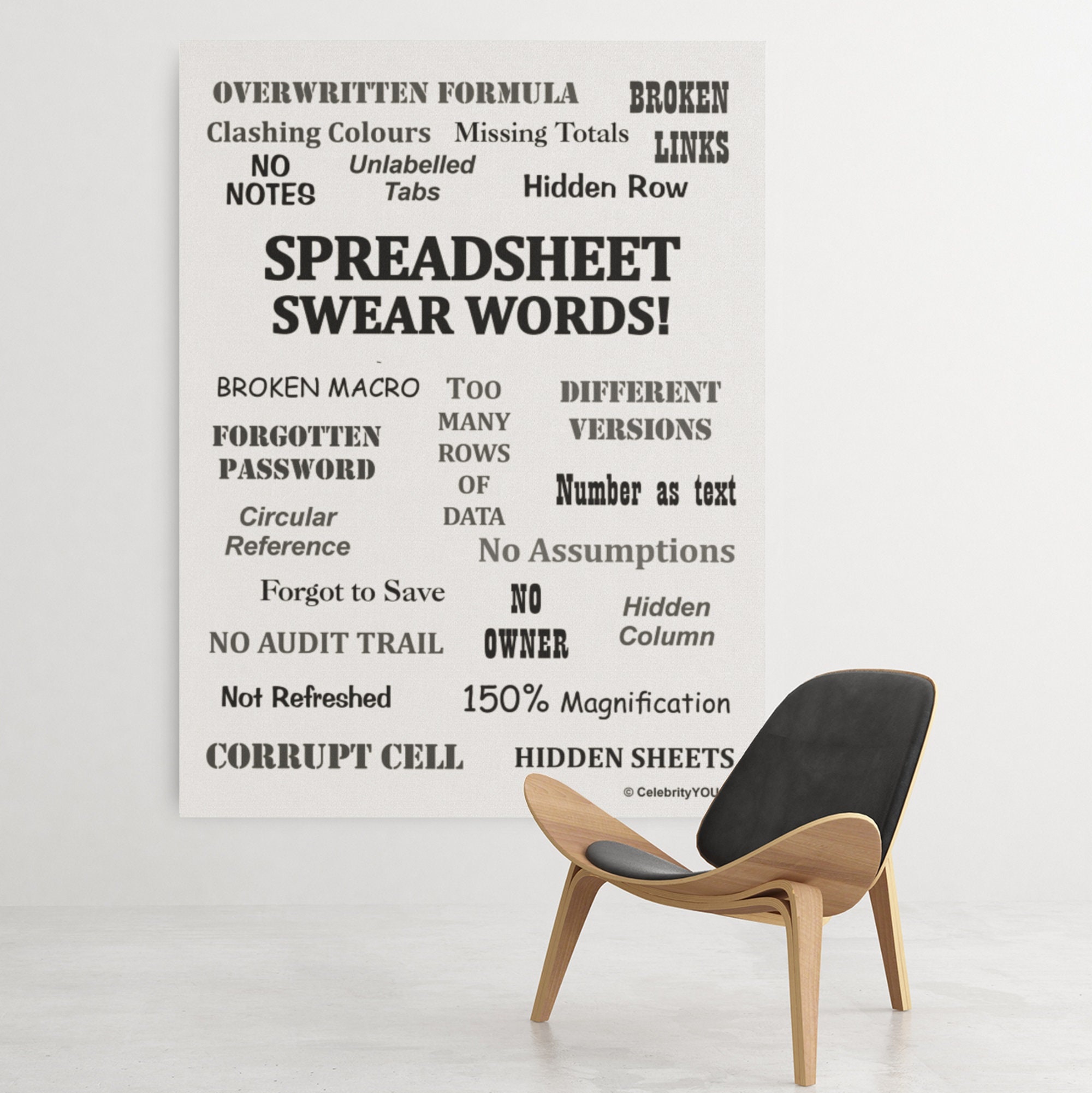 Spreadsheet Swear Words PRINTABLE Office Decor, Funny Spreadsheet Gift ...