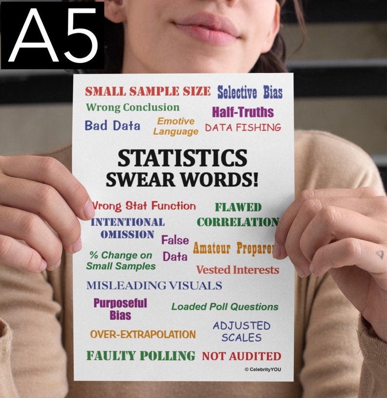 Statistics Swear Words PRINT COLOR Office Sign, Funny Statistician Joke ...