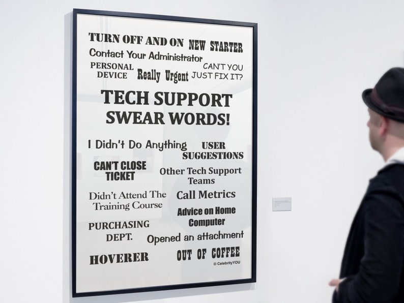 Tech Support Swear Words Printable Office Sign (digital Download) - Etsy