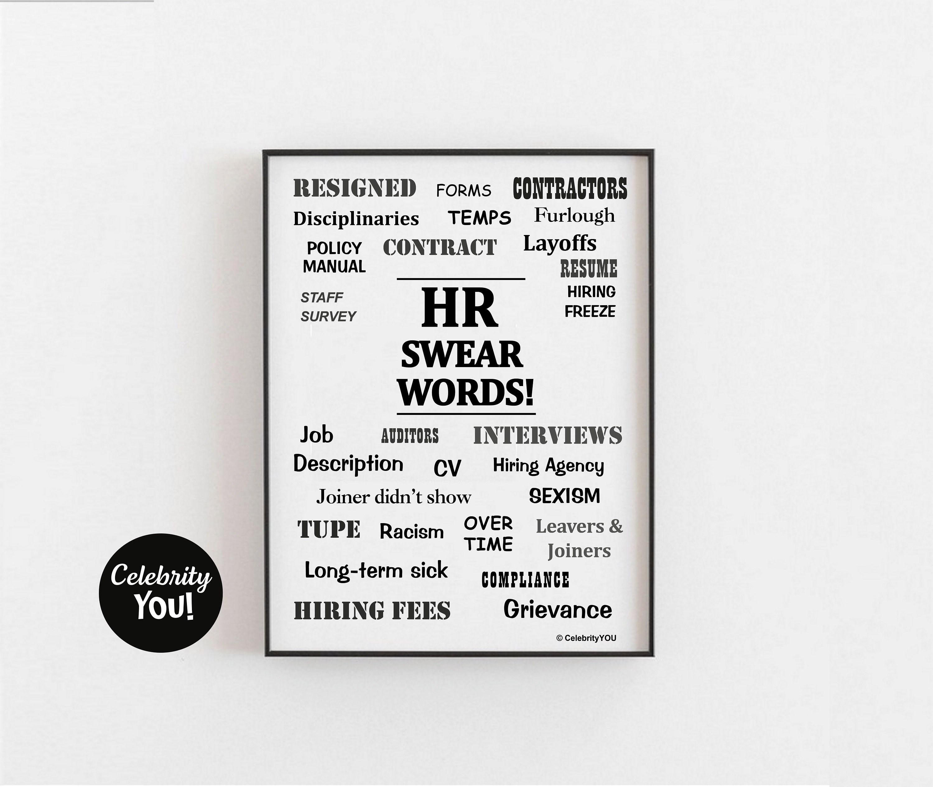 HR Swear Words PRINTABLE Human Resources Sign Poster Funny | Etsy España
