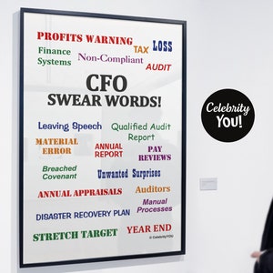CFO Swear Words PRINTABLE Office Decor, Chief Financial Officer Gift ...