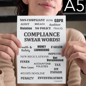 Compliance Swear Words PRINT, Office Decor, Funny Birthday Leaving ...