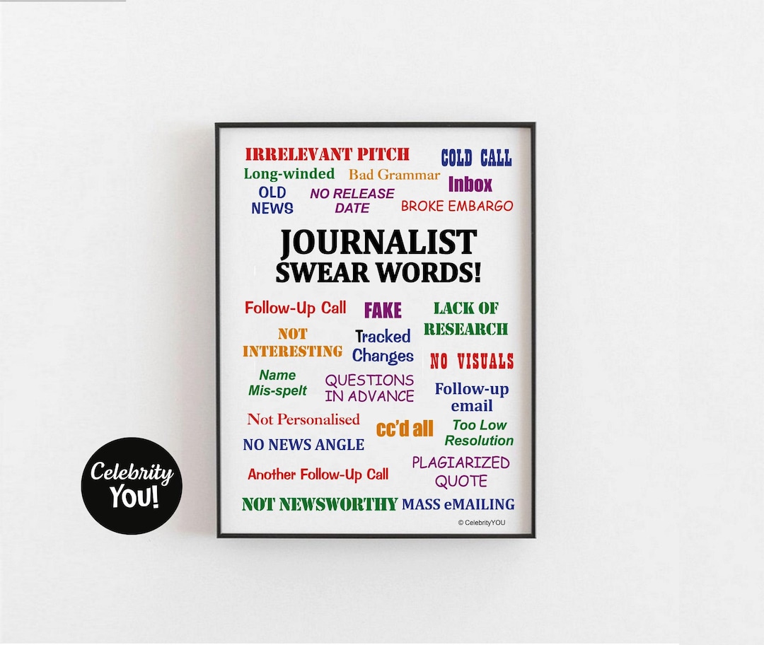 Journalist Swear Words PRINTABLE COLOUR Office Decor, Annoyingly Funny ...