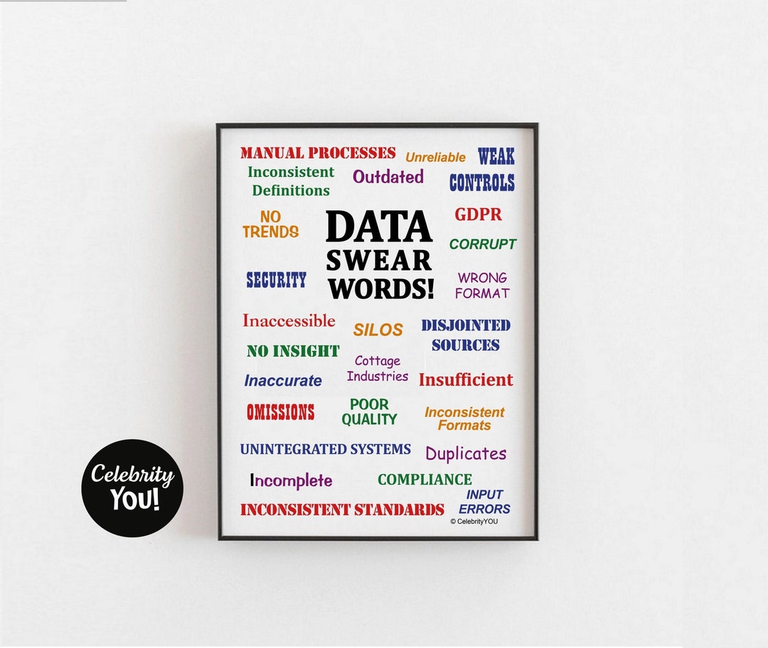 Data Swear Words PRINTABLE Office Decor, Funny Data Analyst Gift, Data ...
