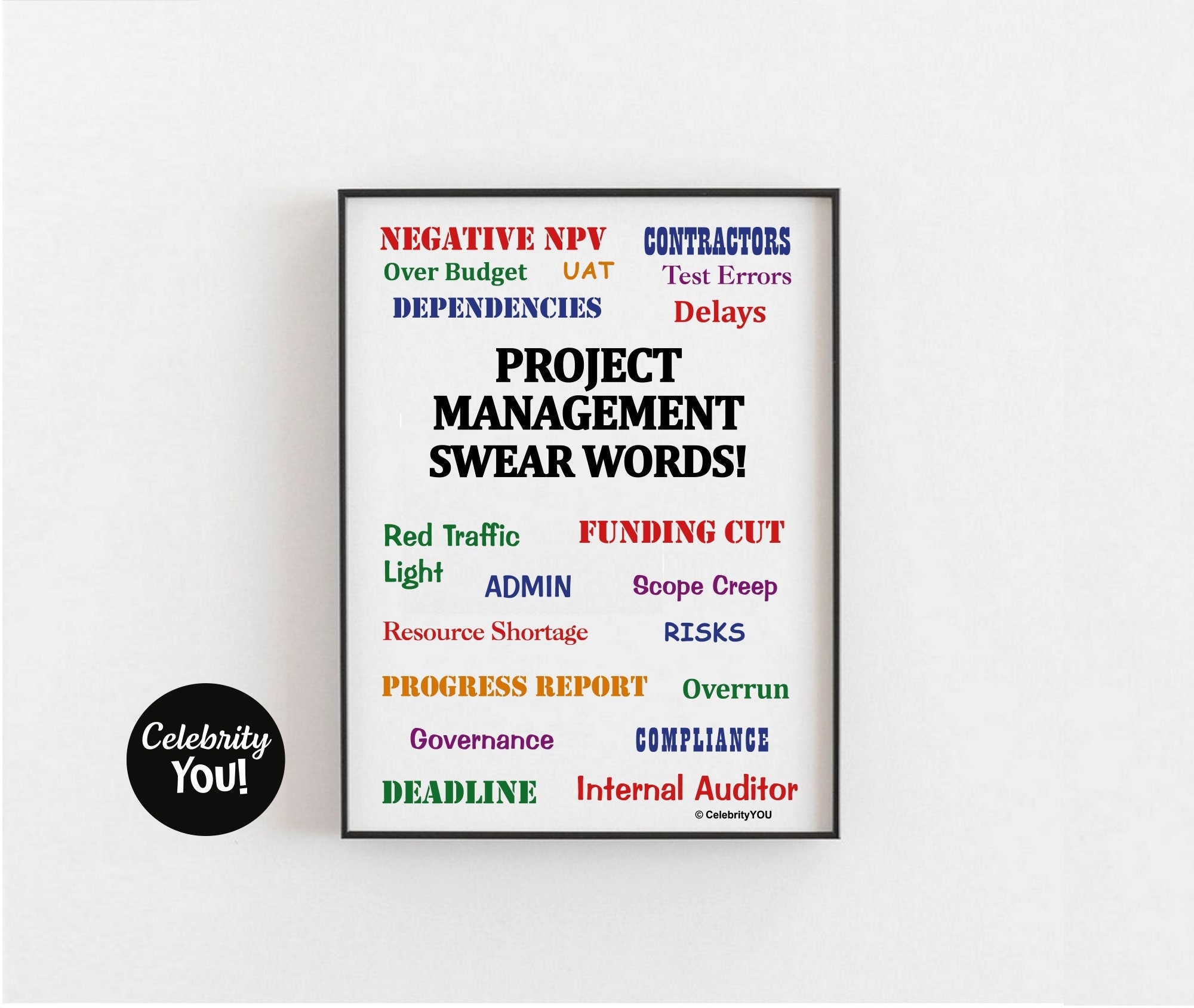 Project Management Swear Words PRINTABLE Office Decor, Colour, Funny ...