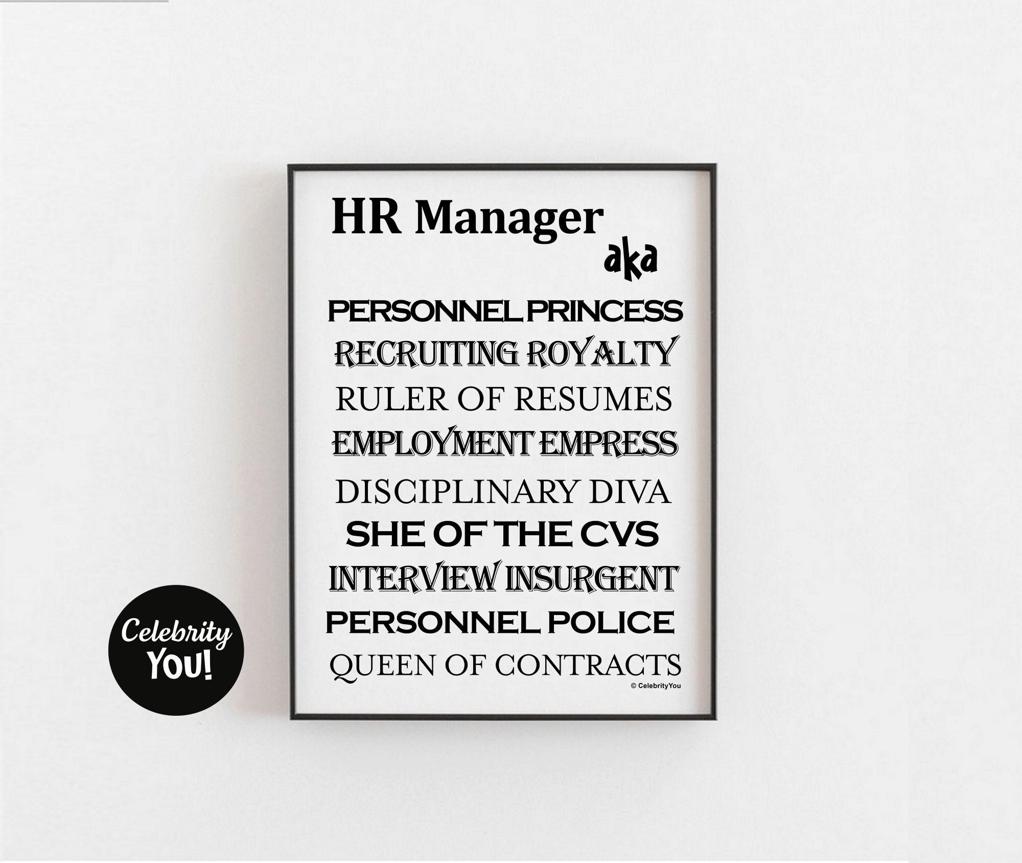 HR Manager Aka PRINTABLE Human Resources Office Decor, Woman Manager ...