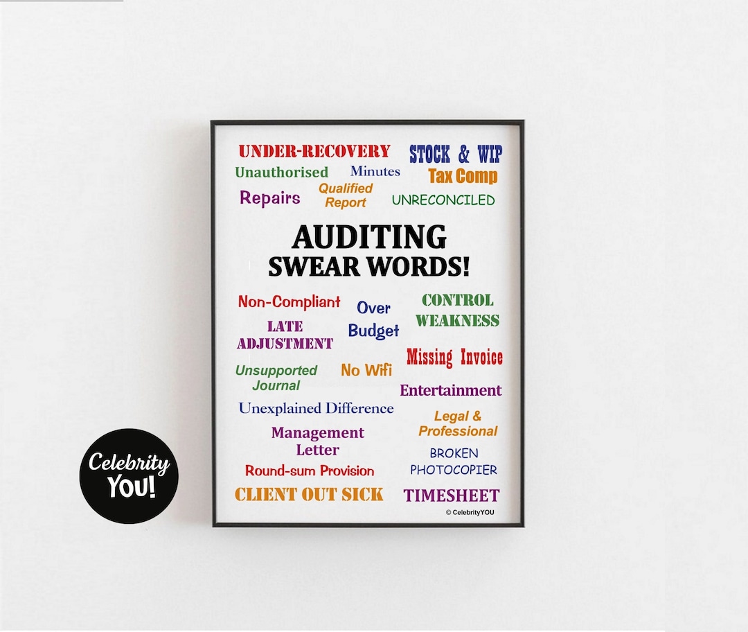 Auditing Swear Words PRINTABLE Office Decor, Funny AUDITOR Gift ...