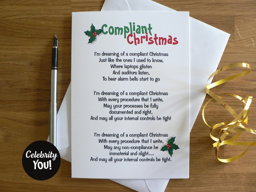 Compliant CHRISTMAS Card, Funny Accountant Auditor Compliance Joke ...