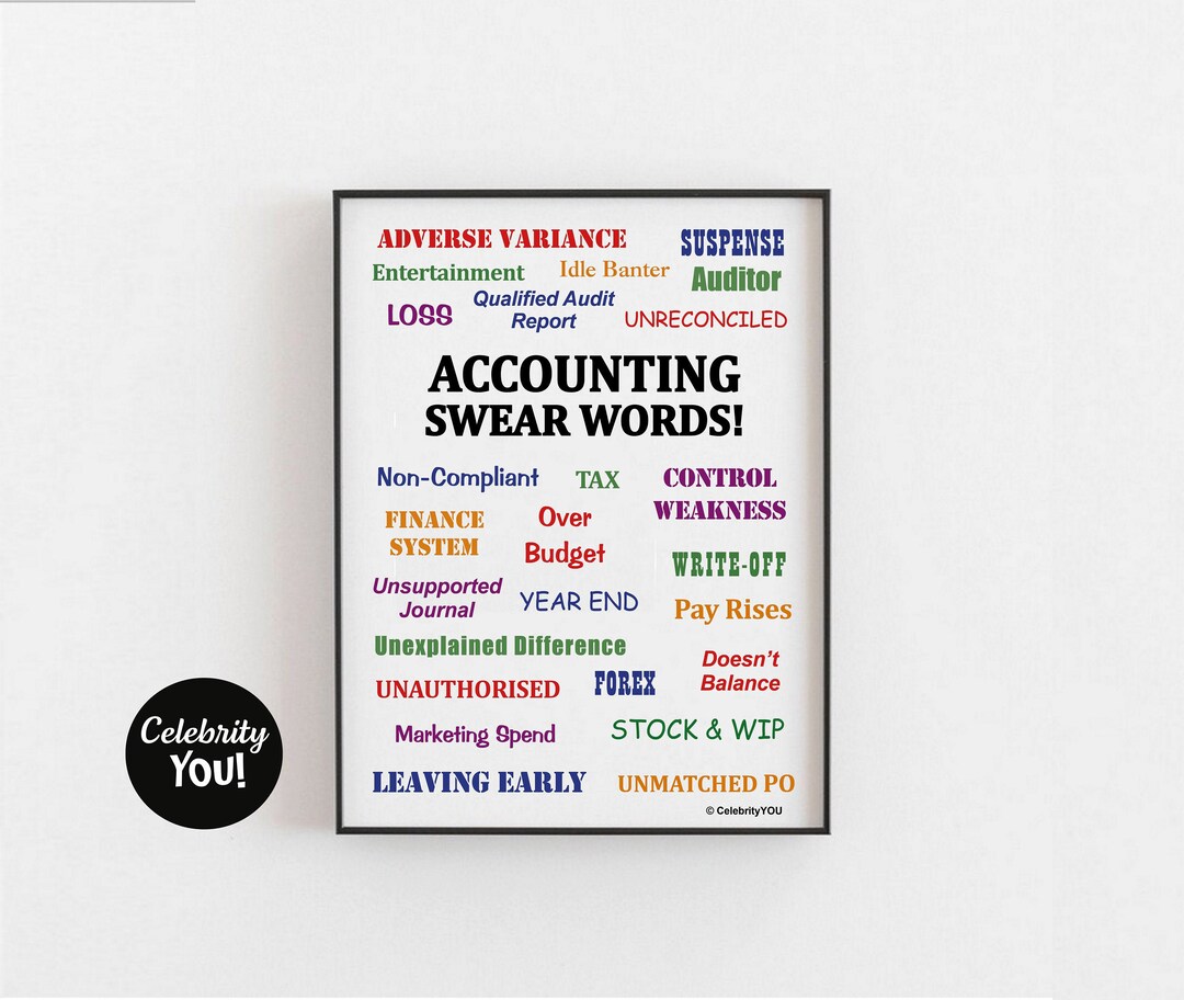 Accounting Swear Words PRINTABLE Accountant Wall Art | Accountant Gift ...