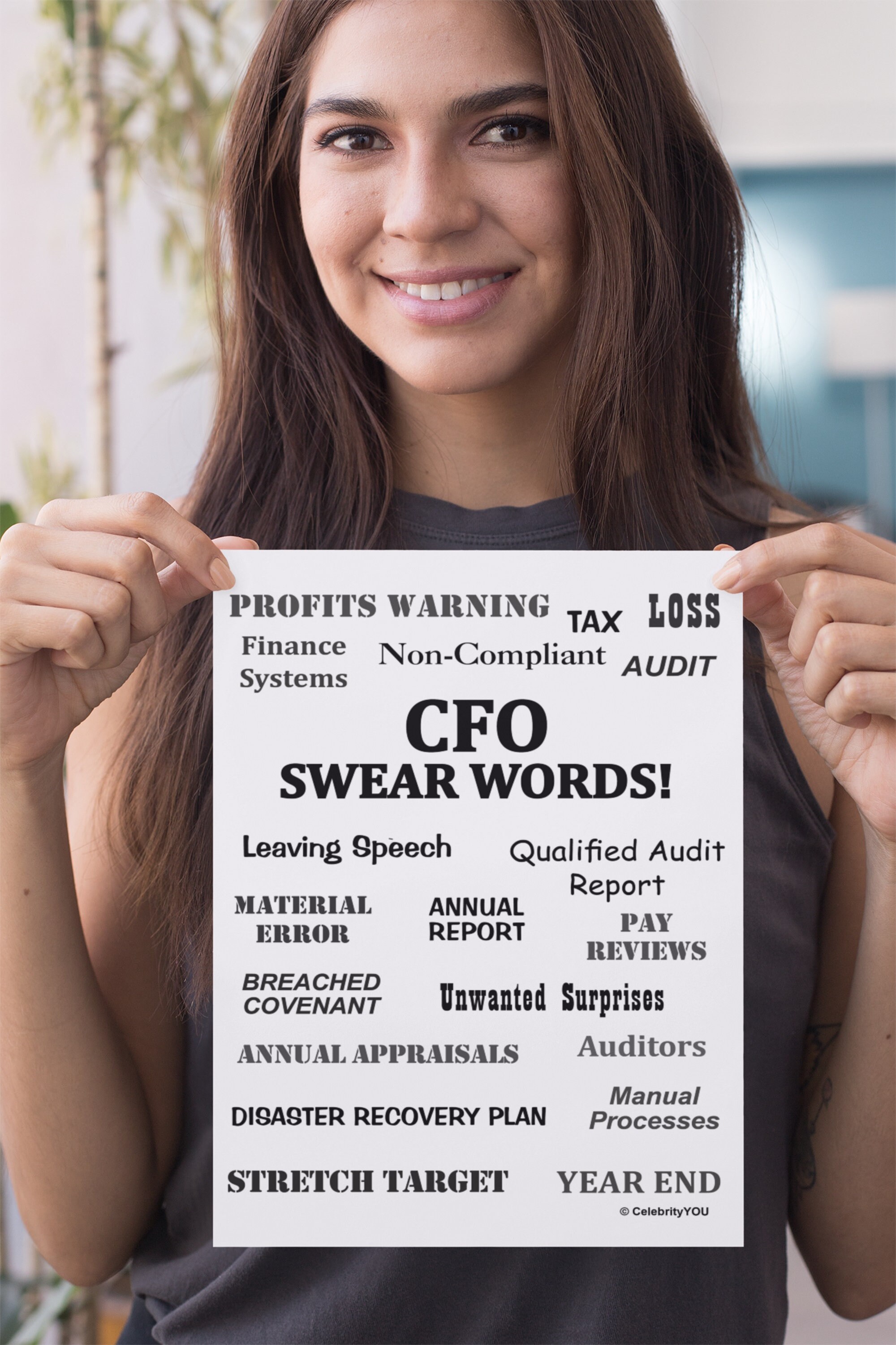 CFO Swear Words PRINTABLE Office Decor, Funny Chief Financial Officer ...