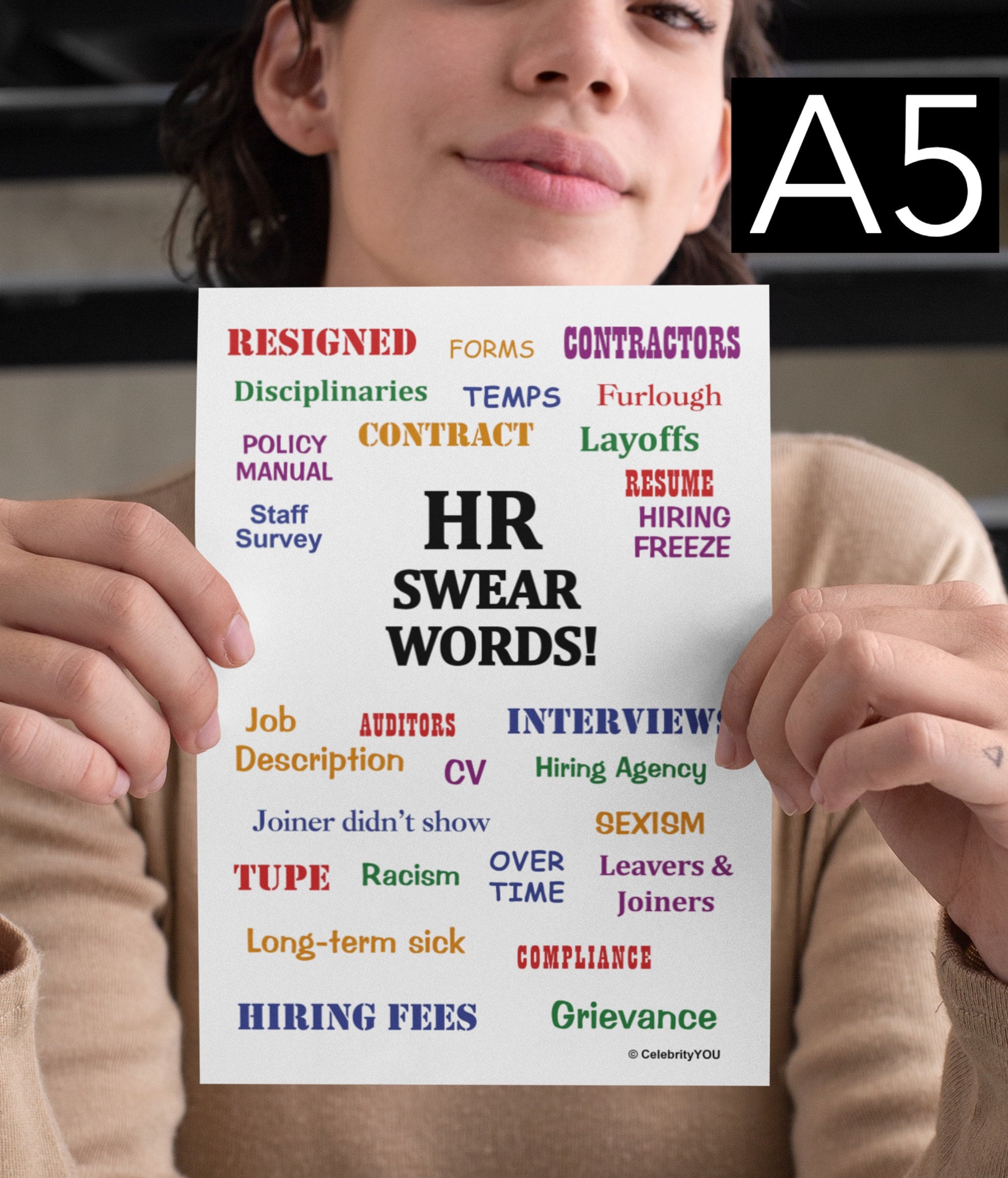 HR Swear Words PRINT Colour, Human Resources Office Sign, Funny HR ...