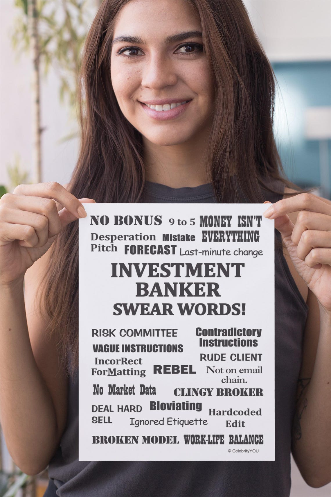 Investment Banker Swear Words Printable - Funny Banking Office Decor ...