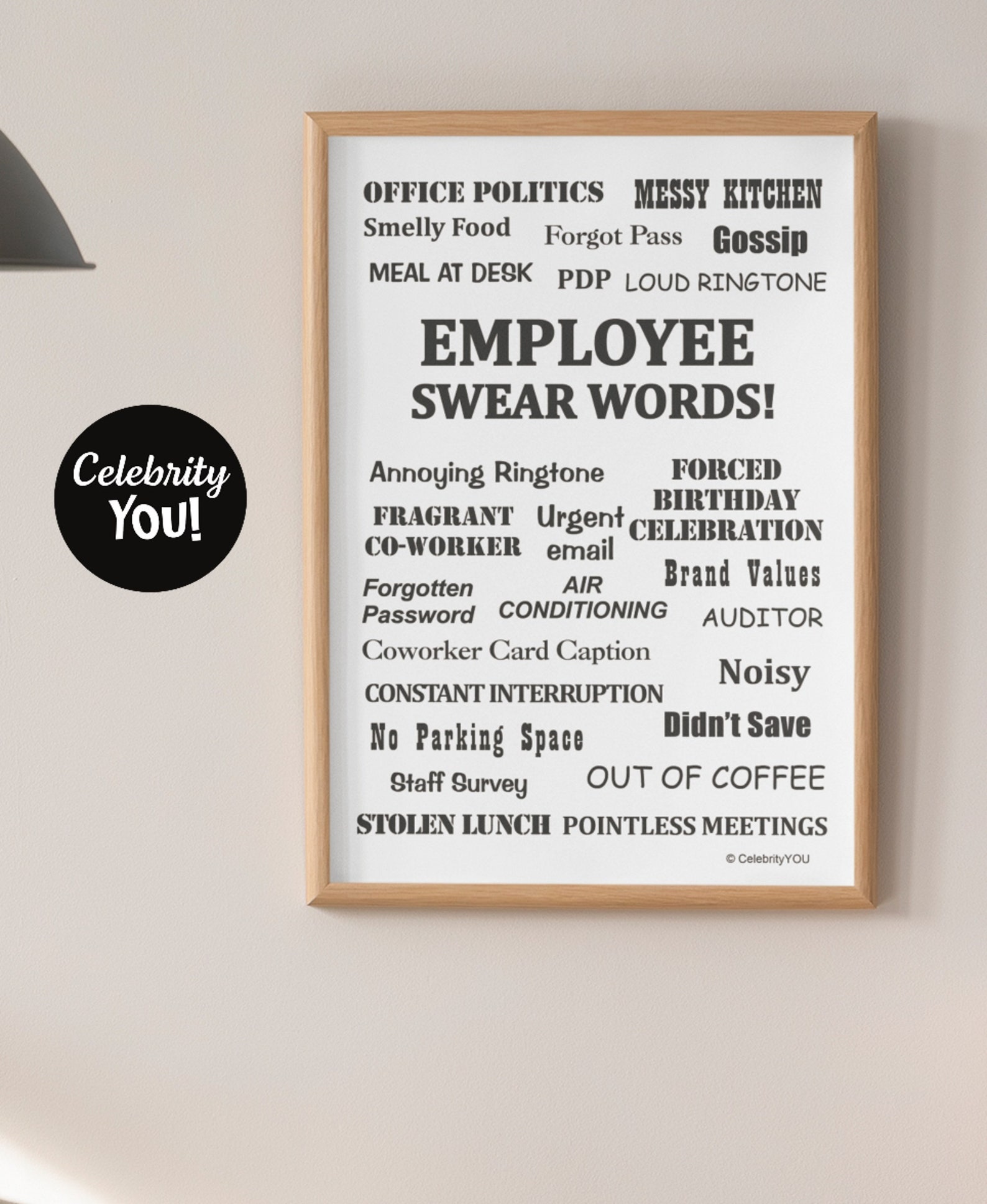 Employee Swear Words PRINTABLE Office Decor, Funny Coworker Gift, Pet ...