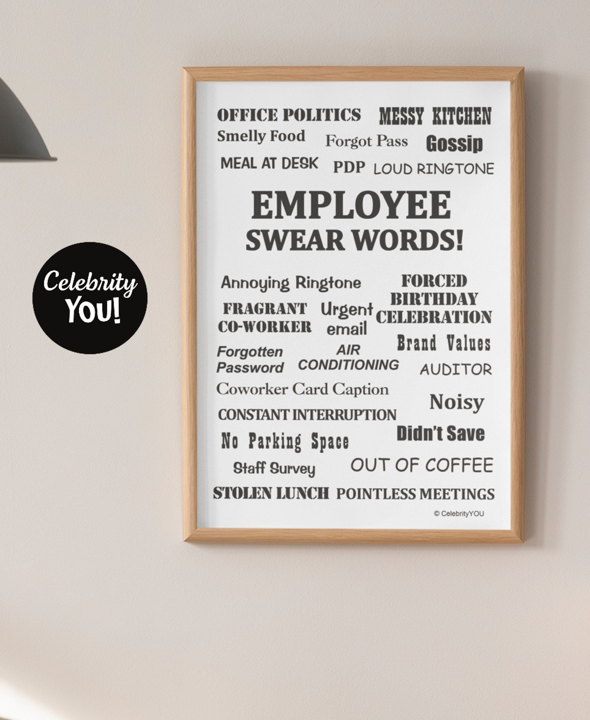 Employee Swear Words PRINTABLE Office Decor, Funny Coworker Gift, Pet ...