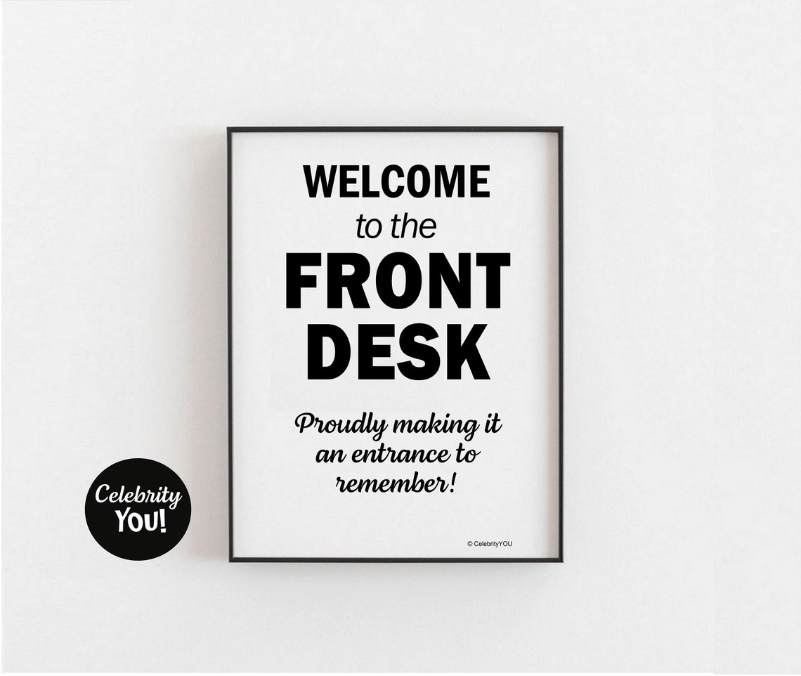 Front Desk Welcome Sign PRINTABLE, Hotel Reception Wall Poster, Funny ...