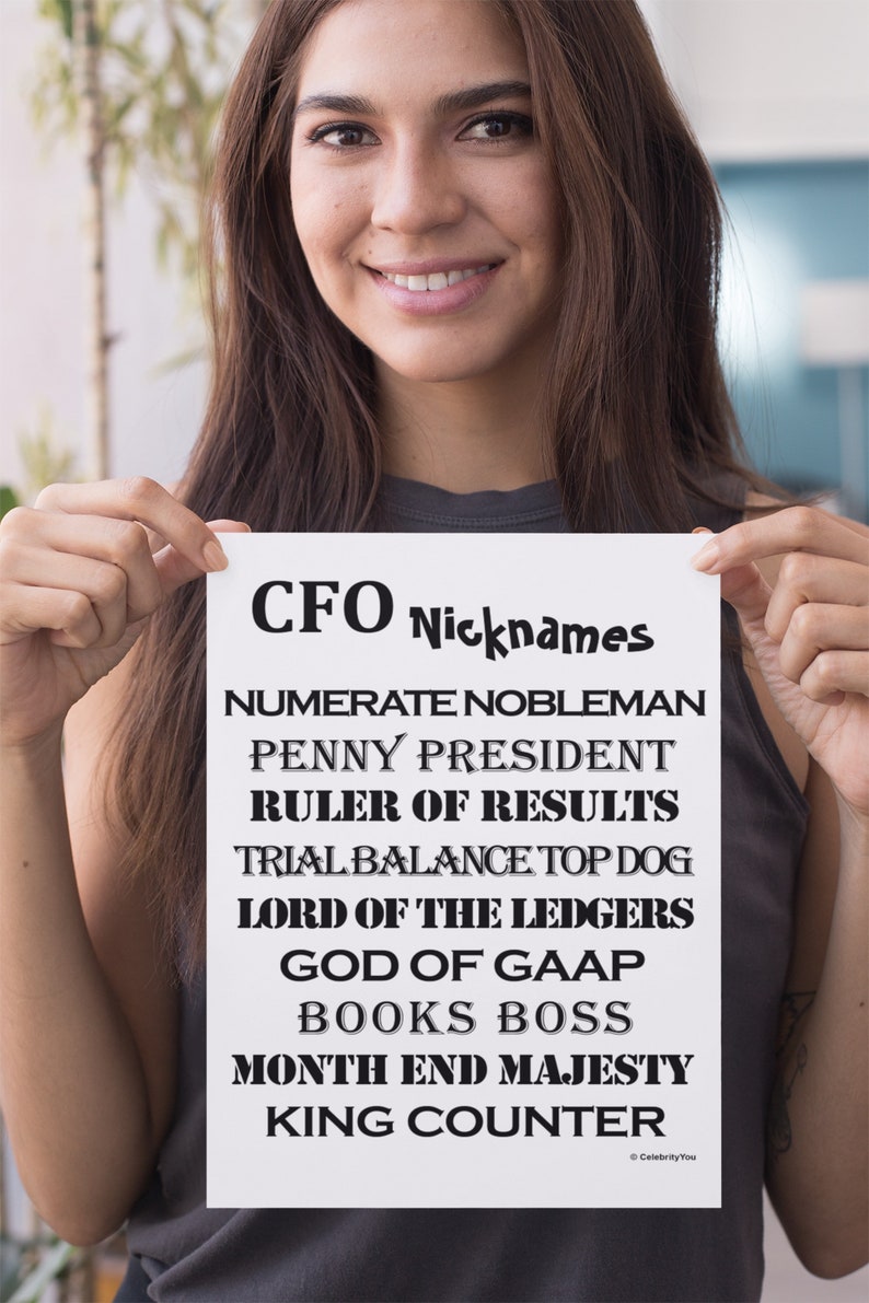 CFO Nicknames PRINTABLE Office Decor, Funny Male Chief Financial ...