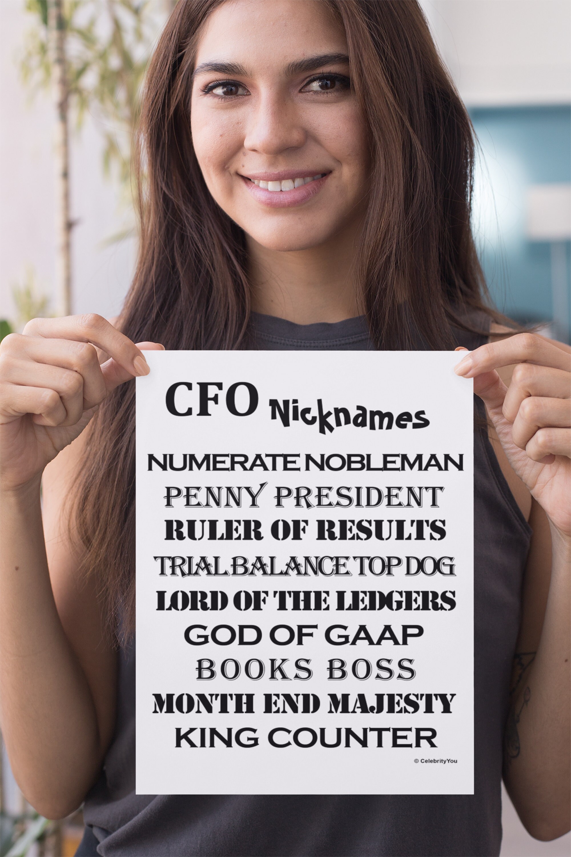 CFO Nicknames PRINTABLE Office Decor, Funny Male Chief Financial ...