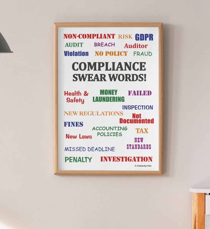 Compliance Swear Words Printable Color Office Decor Funny Compliance