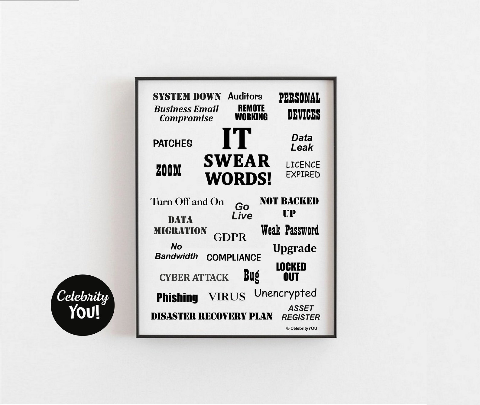 Information Technology Swear Words PRINTABLE Office Decor, Funny IT ...