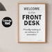 Front Desk Welcome Sign PRINTABLE, Hotel Reception Wall Poster, Funny ...