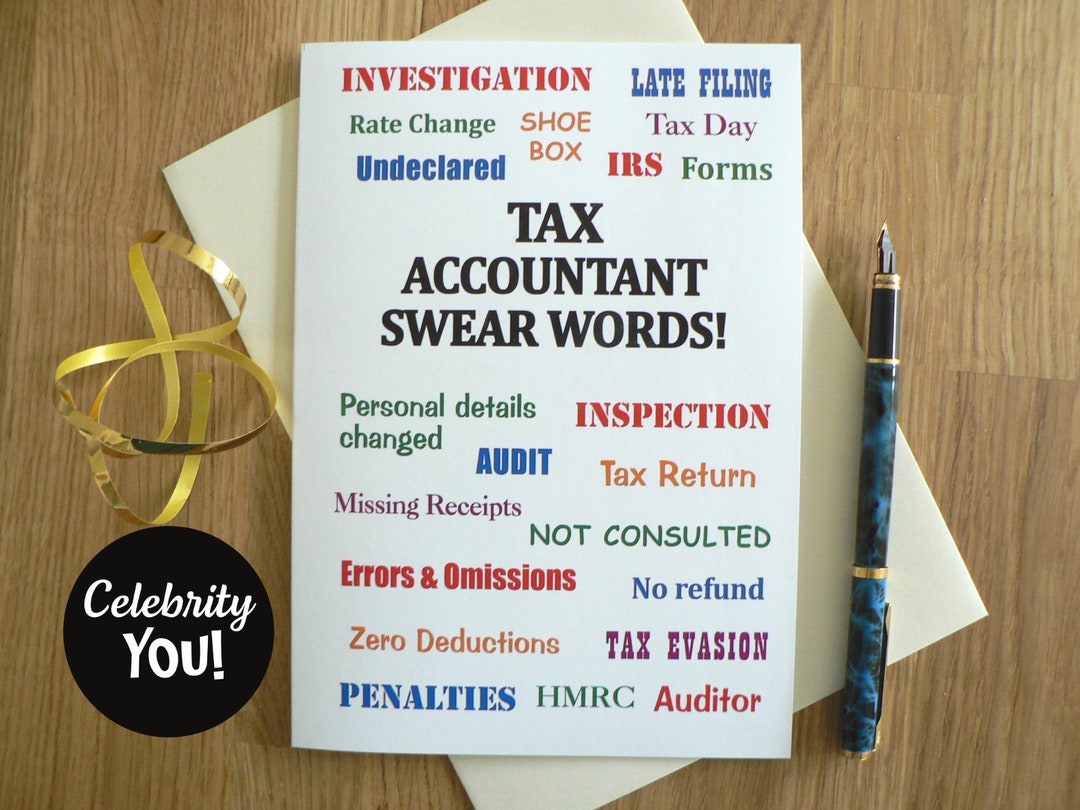 TAX Accountant Swear Words Greeting Card, Tax Season Joke, Annoyingly ...