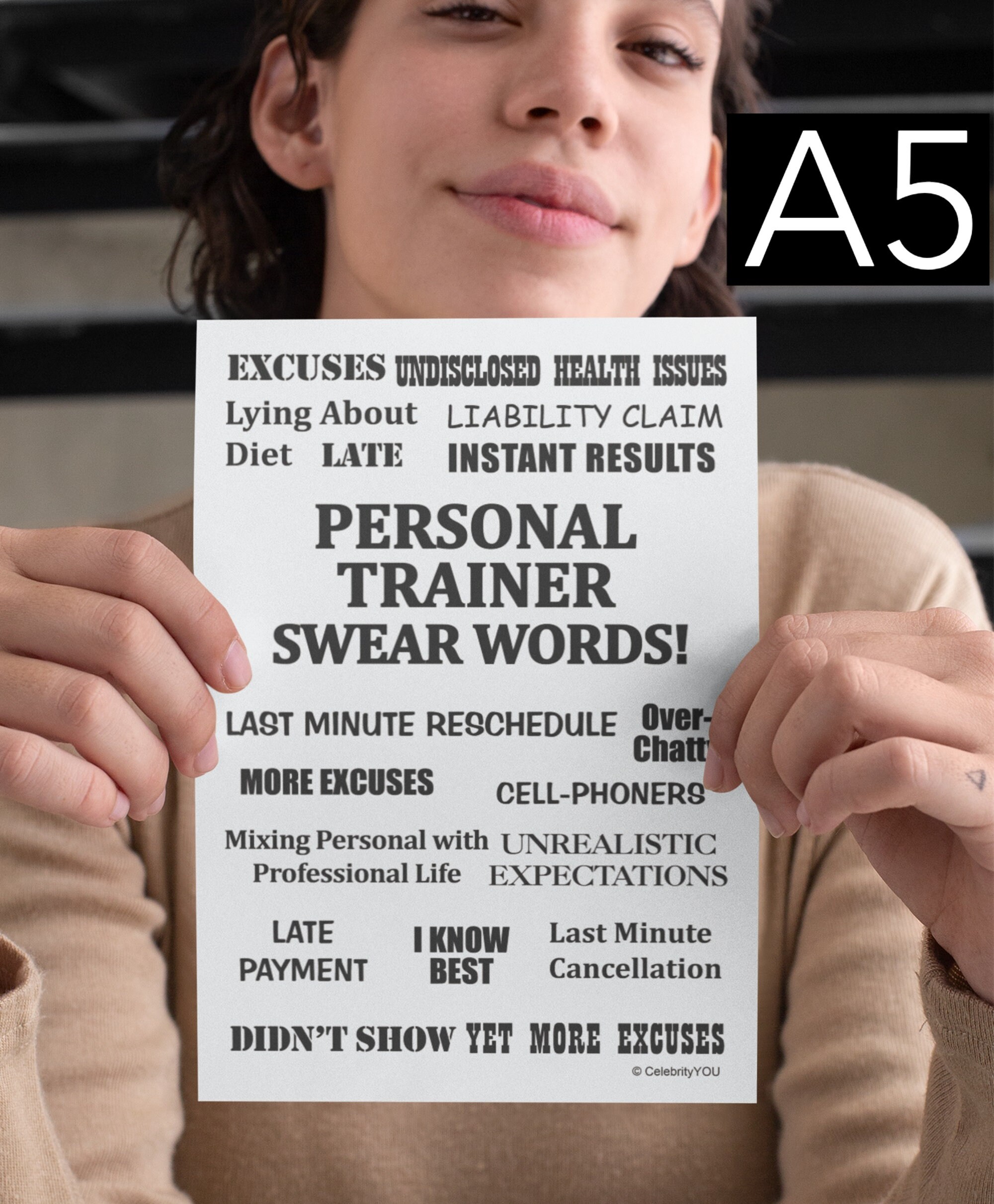 Personal Trainer Swear Words PRINT, Gym Decor, Annoyingly Funny Fitness ...