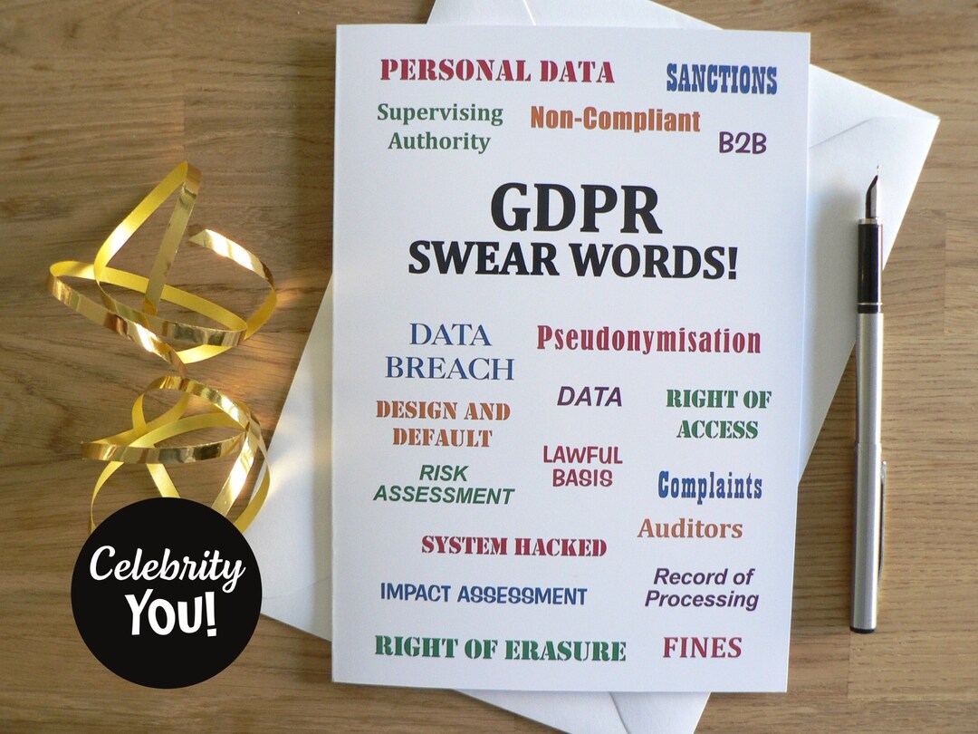 GDPR Swear Words Annoyingly Funny Office Card, Data Controller Pet ...