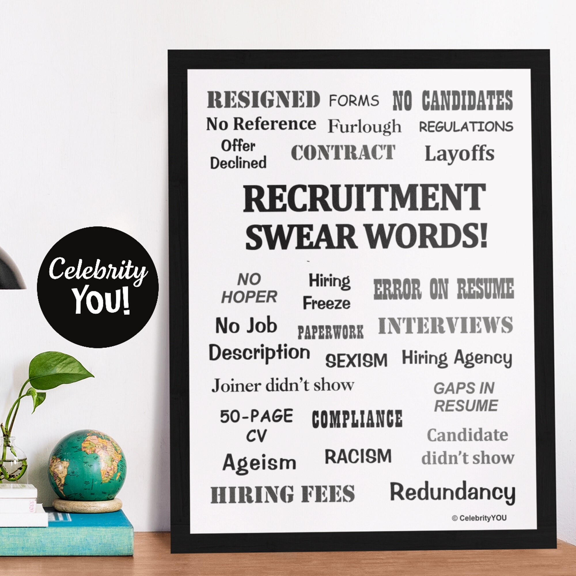 Recruitment Swear Words PRINTABLE Recruiter Poster Funny | Etsy