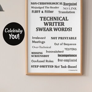 Technical Writer Swear Words PRINTABLE Office Decor, Annoyingly Funny ...
