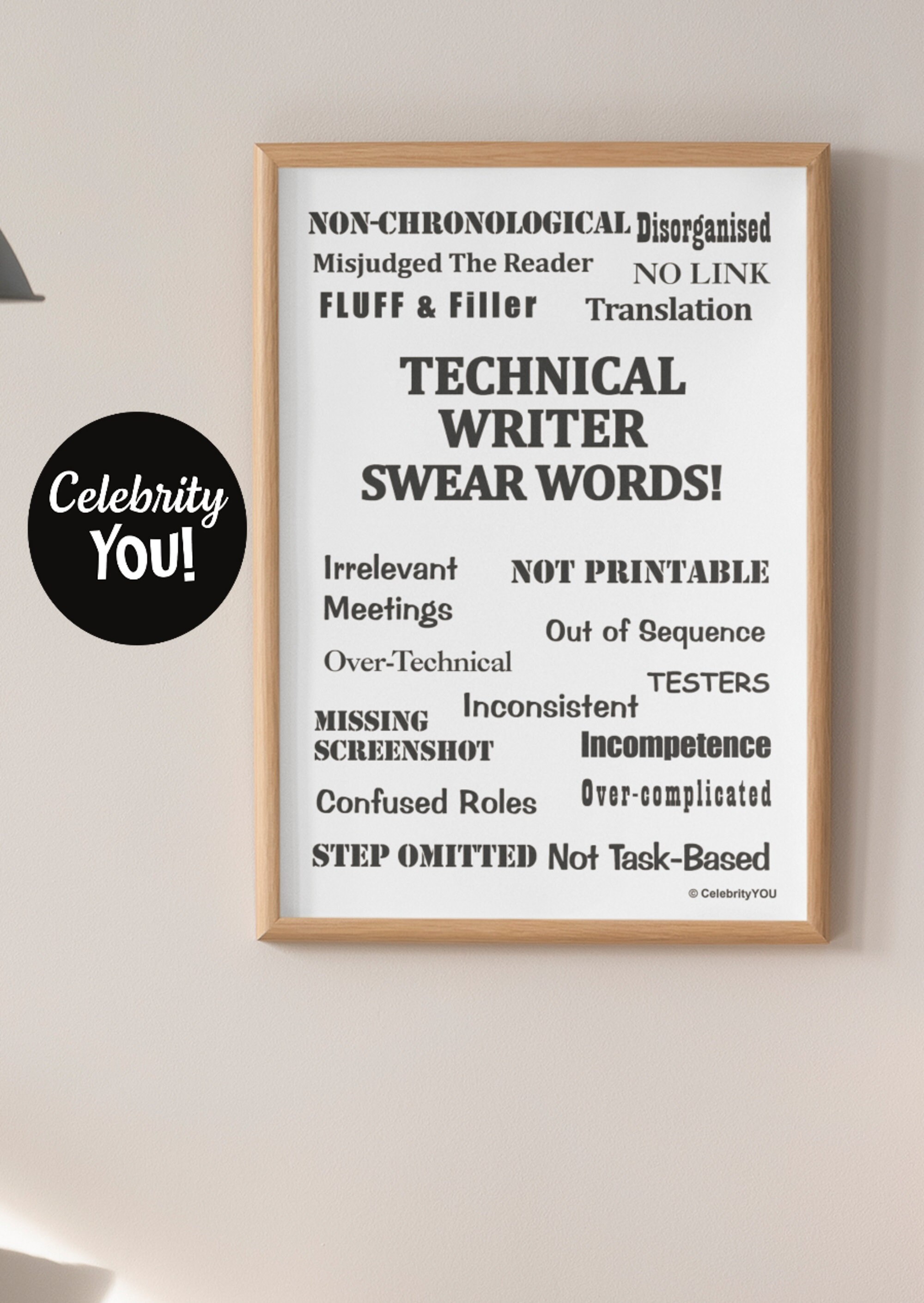 Technical Writer Swear Words PRINTABLE Office Decor - Etsy