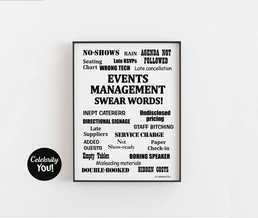 Events Management Swear Words PRINTABLE Office Decor, Annoyingly Funny ...